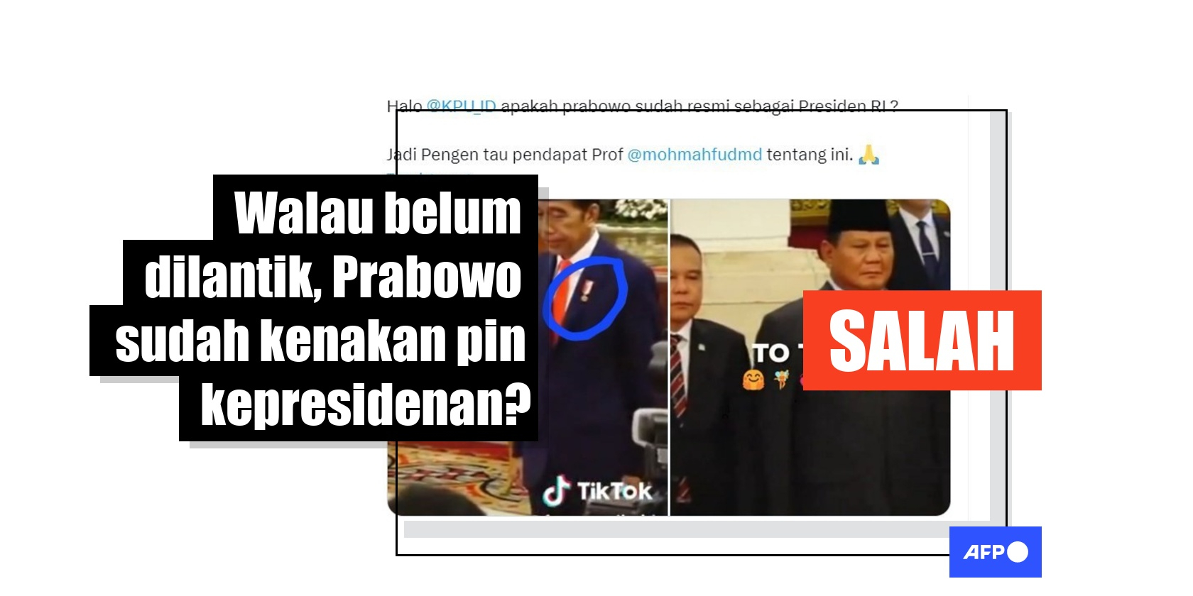 Ini bukan foto 'Menteri Pertahanan Prabowo Subianto mengenakan pin ...